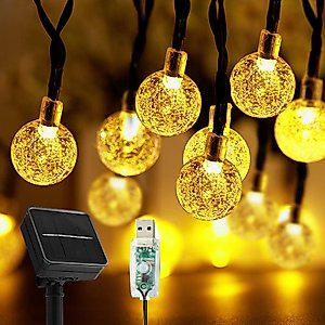 Beauthard Solar String Lights Outdoor,60 Led 35.6 Ft Lights with 8 Lighting Modes,Outdoor String Lights,Waterproof Solar Patio Outside Lights for Garden Yard Home Wedding Party Decoration(Warm White)