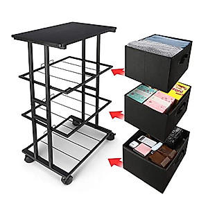 Dresser Storage with 3 Drawers, Fabric Dresser Tower, Vertical Storage Unit for Bedroom, Closet, Office, Black