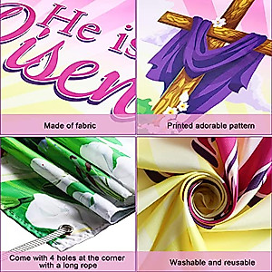 Happy Easter Day Decorations Easter Door Cover Easter Religious Door Cover He Is Risen Door Cover Large Fabric Easter Cross Door Cover Background for Jesus Spring Easter Party Decor 70.87 x 35.43 Inch