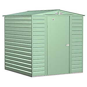 Arrow Select 6' x 7' Outdoor Lockable Steel Storage Shed Building, Sage Green