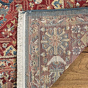 SAFAVIEH Kashan Collection Area Rug - 8' x 10', Blue & Red, Traditional Oriental Design, Non-Shedding & Easy Care, Ideal for High Traffic Areas in Living Room, Bedroom (KSN305A)