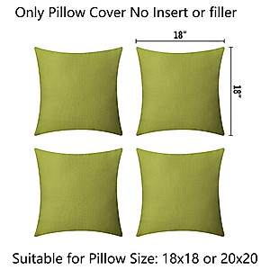 Demetex Spring Outdoor Pillows 18x18 Set of 4 Green Waterproof Throw Pillow Covers Square Pillow Case Decorative Throw Pillows for Patio Furniture Couch, 18 x 18 Inch, Grass Green