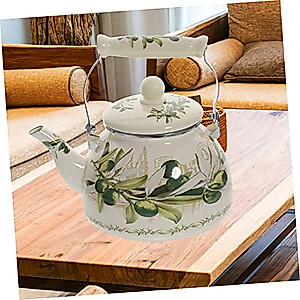 Garneck Enamel Kettle Water Tea Pot Enamel Coated Kettle Porcelain Enamel Kettle Metal Trim Coffee Essentials Chinese Decor Enameled Teapot Kungfu Teapot Small Tea Kettle for Stove Top