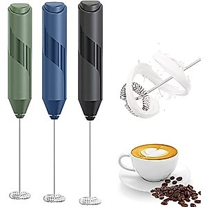 LUUKMONDE Powerful Milk Frother Handheld, Battery Operated Frother Wand with S/S Whisk, Mini Drink Mixer Electric Handheld, Hand Frother Foam Maker for Coffee, Latte, Matcha, Hot Chocolate, Black