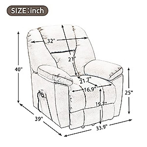 Lifeand Power Lift Adjustable Massage Function, Recliner Chair with Heating System for Living Room, Beige