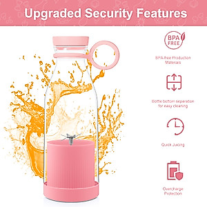 1pc 420ml Personal Size Blender, Portable Blender, Battery Operated USB Blender, Smoothies & Shakes (pink)