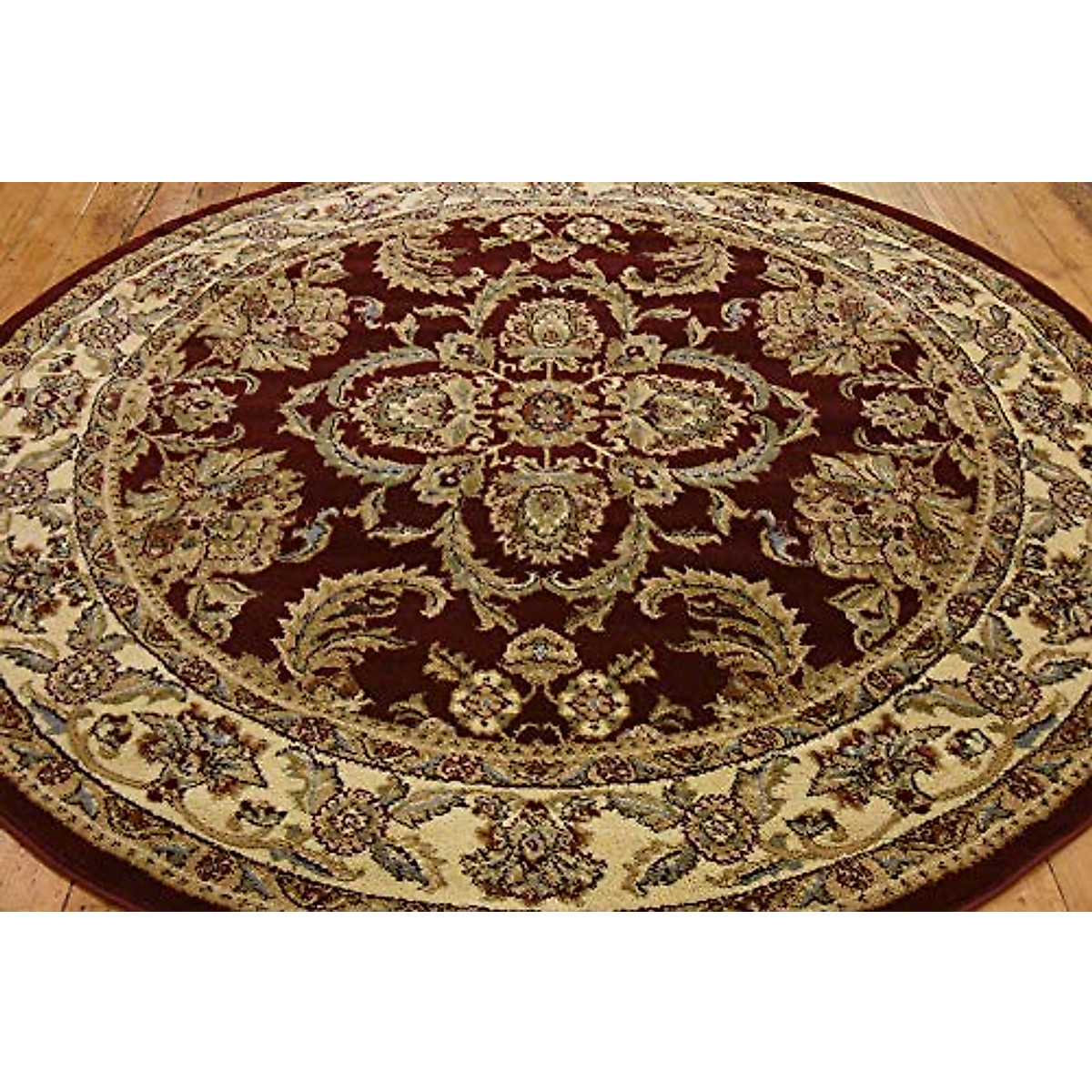 Unique Loom Voyage Collection Traditional Oriental Classic Intricate Design Area Rug (6' 0 x 6' 0 Round, Red/Tan)