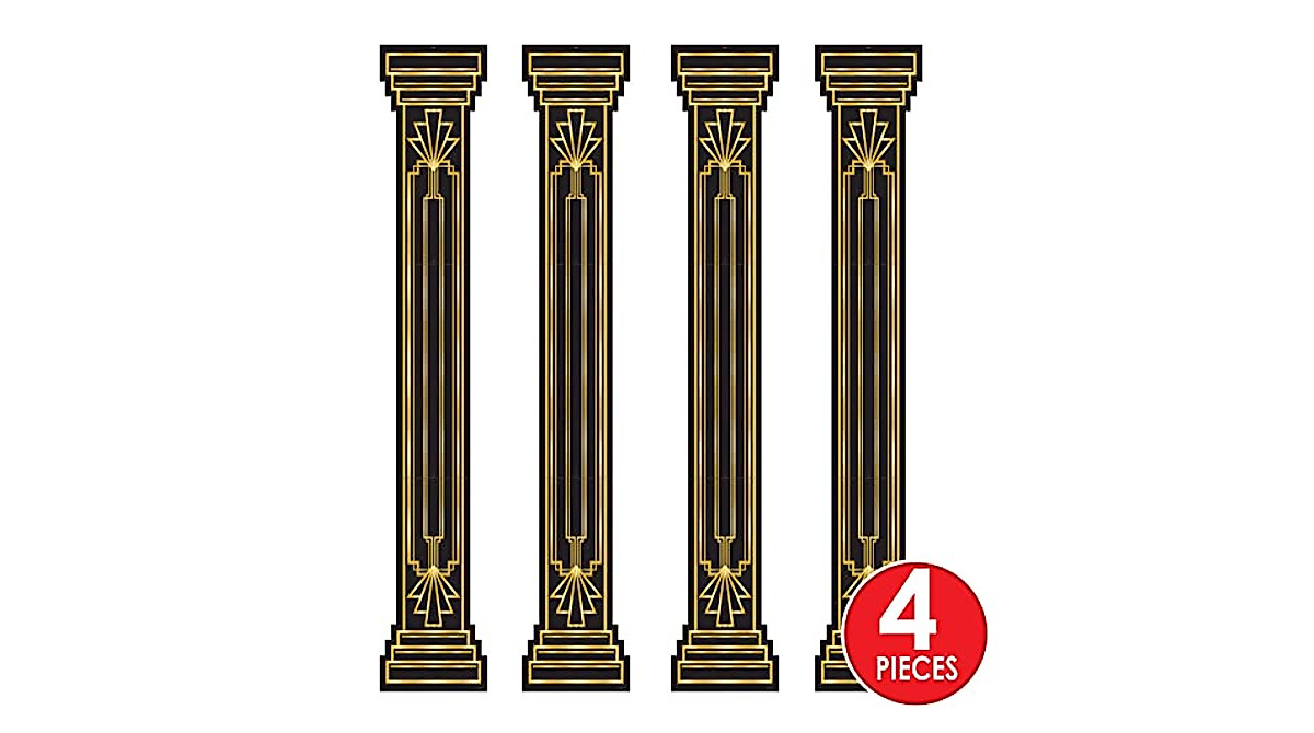 Roaring 20's Party Decorations - 6' Black and Gold Columns for Events