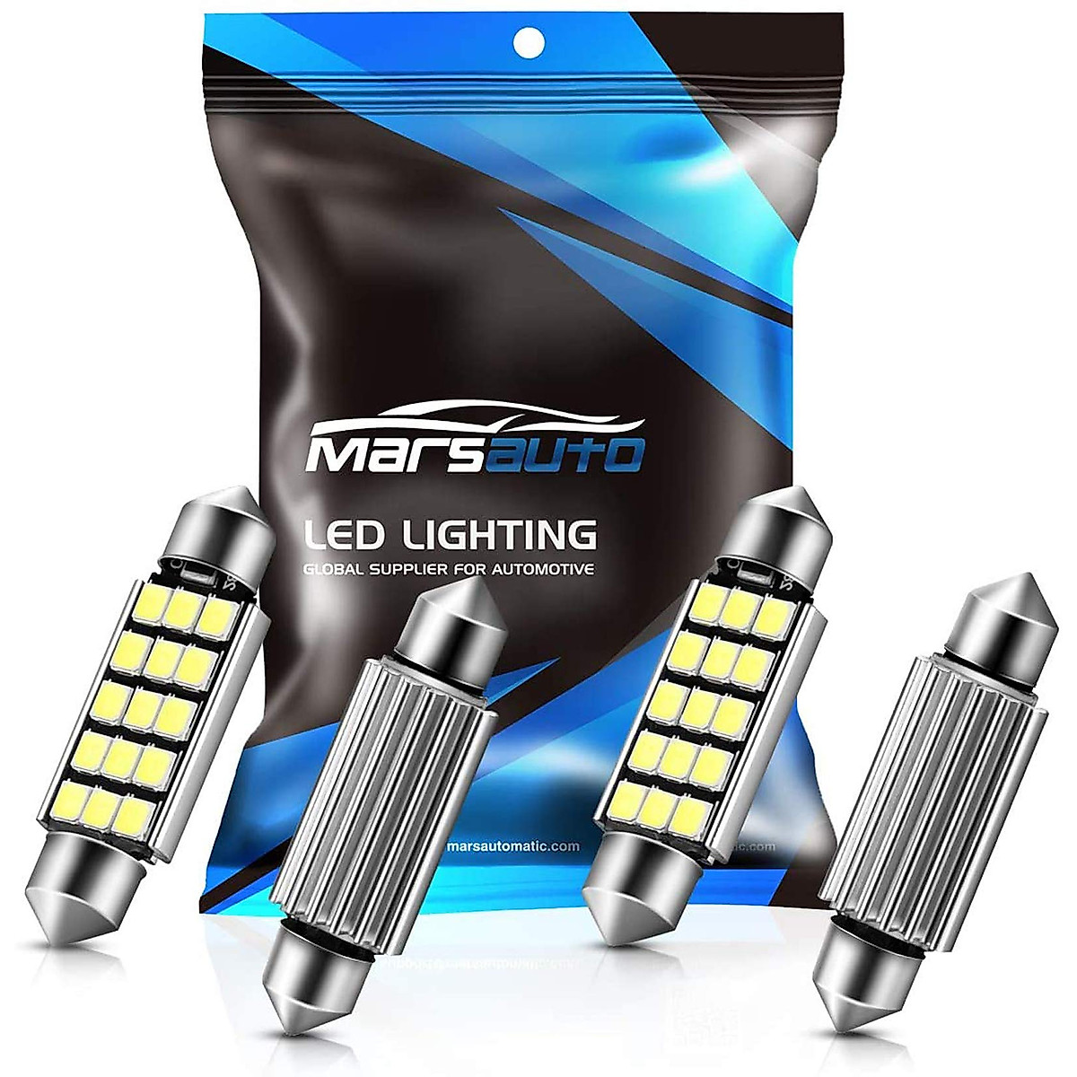 Marsauto 578 LED Bulbs Extremely Bright 400LM 2835 Chipsets for LED Interior Dome Map Door Lights Bulbs 211-2 212-2 569 6411 6451 41mm 42mm 1.65inch 6500K White (Pack of 4)