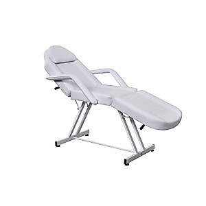Salon Style White Leather Cover Beauty Professional Facial Tabel Bed Chair Massaging Tables for Barber Face Beauty Updated Facial Beds and Tattoo Chairs with Stool