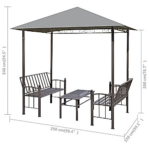 Tidyard Outdoor Gazebo Canopy with Table and Benches Fabric Canopy Steel Frame Sun Shade Shelter for Patio, Wedding, BBQ, Camping, Festival Events
