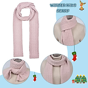 Winter Hat Gloves Scarf Set for Kids Earflap Beanie with Cute Pom Knit Girls Children Baby Toddler Pink Warm Wool Fleece Lining 6 7 8 9 10 Years Old