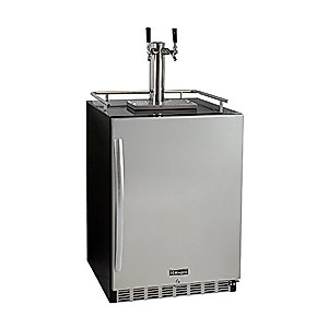 Kegco Kegerator 24" Wide Dual Tap Black/Stainless Steel Undercounter Beer Dispenser HK38BSU-2