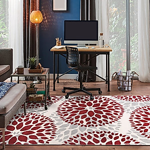 Rugshop Modern Floral Circles Design for Living Room,Bedroom,Home office,Kitchen Non Shedding Area Rug 3'1" x 5' Red