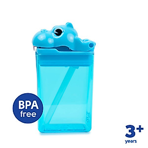 Precidio New Drink in the Box FunTops Eco-Friendly Reusable Drink Container Design, 8oz (Hippo)