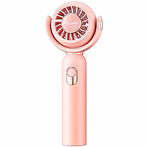 Otlonpe Handheld Fan, Mini Portable Fan[Hand Desk Neck 3 IN 1], Turbo Hand Held Fan 130°Rotatable Rechargeable Personal Fan, Small Hand Fan with 3 Speeds/Base/Lanyard for Travel Outdoor Home Office