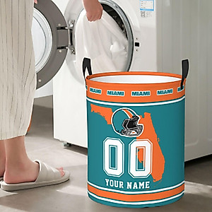 Custom Miami Laundry Hamper Personalized Football Style Laundry Basket with Name Number Custom Laundry Basket for Bedroom Bathroom