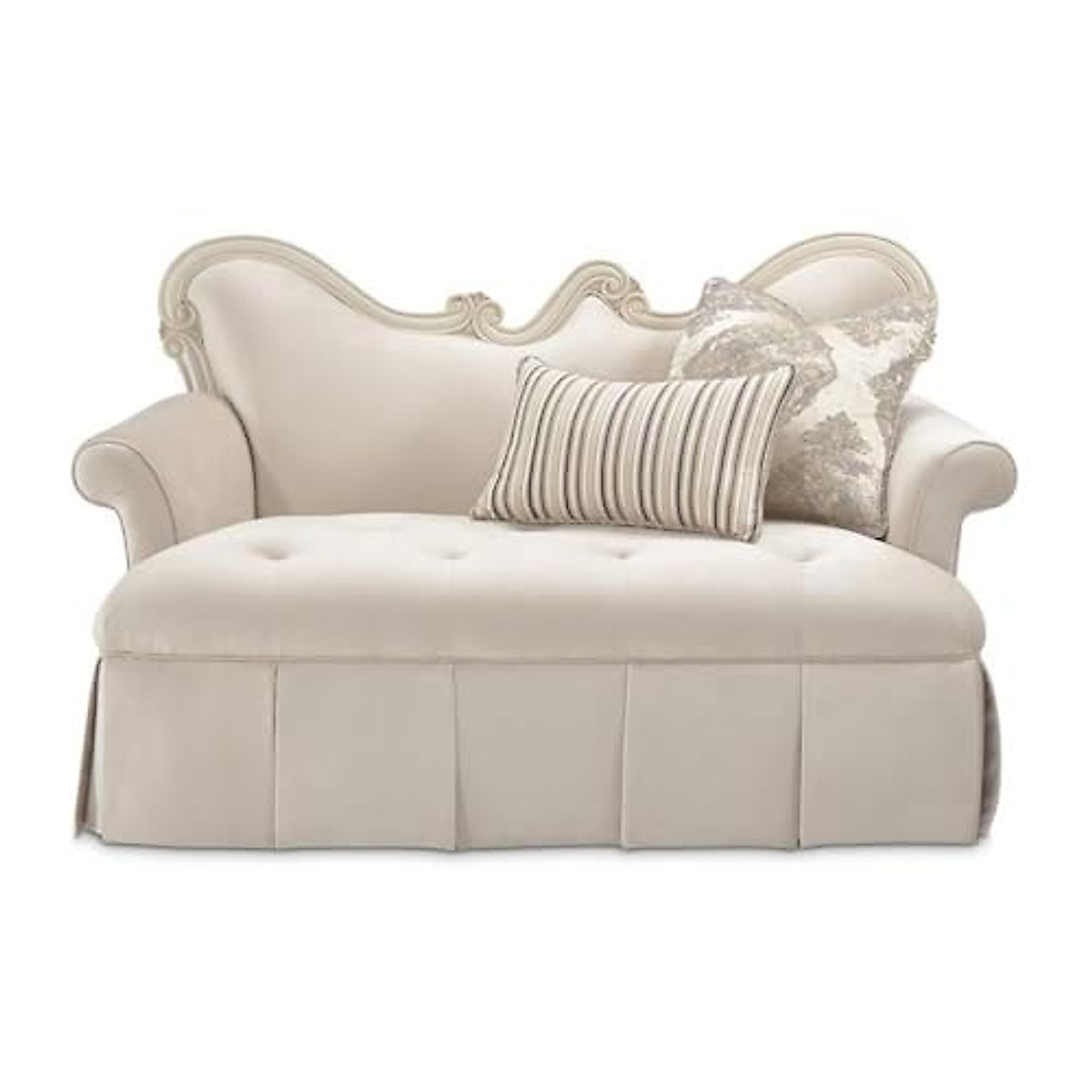 Michael Amini Lavelle Classic Pearl Traditional Velvet Settee in Ivory