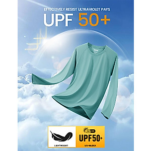 Hiking Shirts for Men Long Sleeve Running Shirts Quick Dry Shirts for Men Baselayer Shirt Men Performance Sun Tshirt Rash Guard for Men Beach Shirts Grey Green