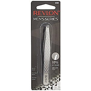 Revlon Eyebrow Hair Removal Tweezer, Men's Series, High Precision Tweezers for Men, 60% Larger Grip, Stainless Steel (Pack of 1)