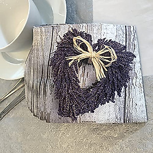 AVEVER 20-ct Heart of Lavender Napkins Floral Decorative Paper Decoupage Mother's Day Rustic Cocktail Dinner Napkins, White, pink, green, 6.5x6.5x1 inch