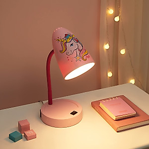 Idea Nuova Nickelodeon JoJo Siwa Switch Operated LED Task Table and Desk Lamp with Charging Outlet