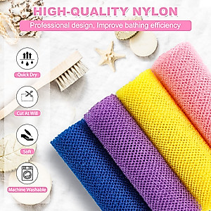 3 Pieces African Net Sponge Long Net Bath Sponge Exfoliating Shower Body Scrubber Back Scrubber Skin Smoother Body Exfoliating Cloth Nylon Bathing Scrubber for Men Women for Daily Use