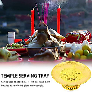 BESPORTBLE Golden Fruit Dish 2 Pcs Buddhist Offering Plates Sacrificial Fruit Tray Tribute Food Bowls Dish Religious Blessing Snack Tray Aromatherapy Tray for Altar Rituals Supplies Offering Bowls