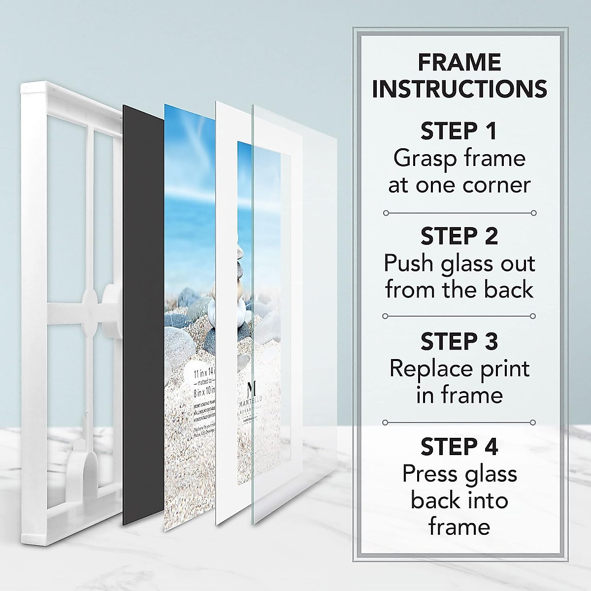 MANTELLO ESSENTIALS White Picture Frame 11x14-8x10 Matted Space or 11x14 No Mat Space- Pack of 3 Picture Frames 11x14
