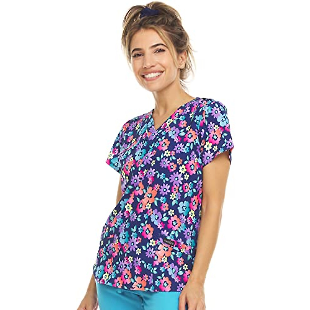 MediChic Scrubs Stretch Printed Scrub Top from XXS to 3X