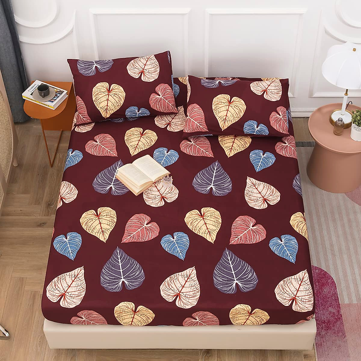 Fully-Encased Waterproof Mattress Cover Protector Twin Mattress Cover Machine Washable Breathable Mattress Cover,Fitted Bed Cover 12" Deep Easy Care (Burgundy,80x200x30cm)