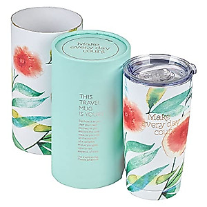 Heartfelt Insulated Travel Mug Make Every Day Count, Orange Blossoms, Stainless Steel