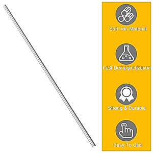 Soft Iron Rod, High Pure Iron Rod, Ideal Core for Making Electromagnets, 0.19" Diameter, 7.9" Long