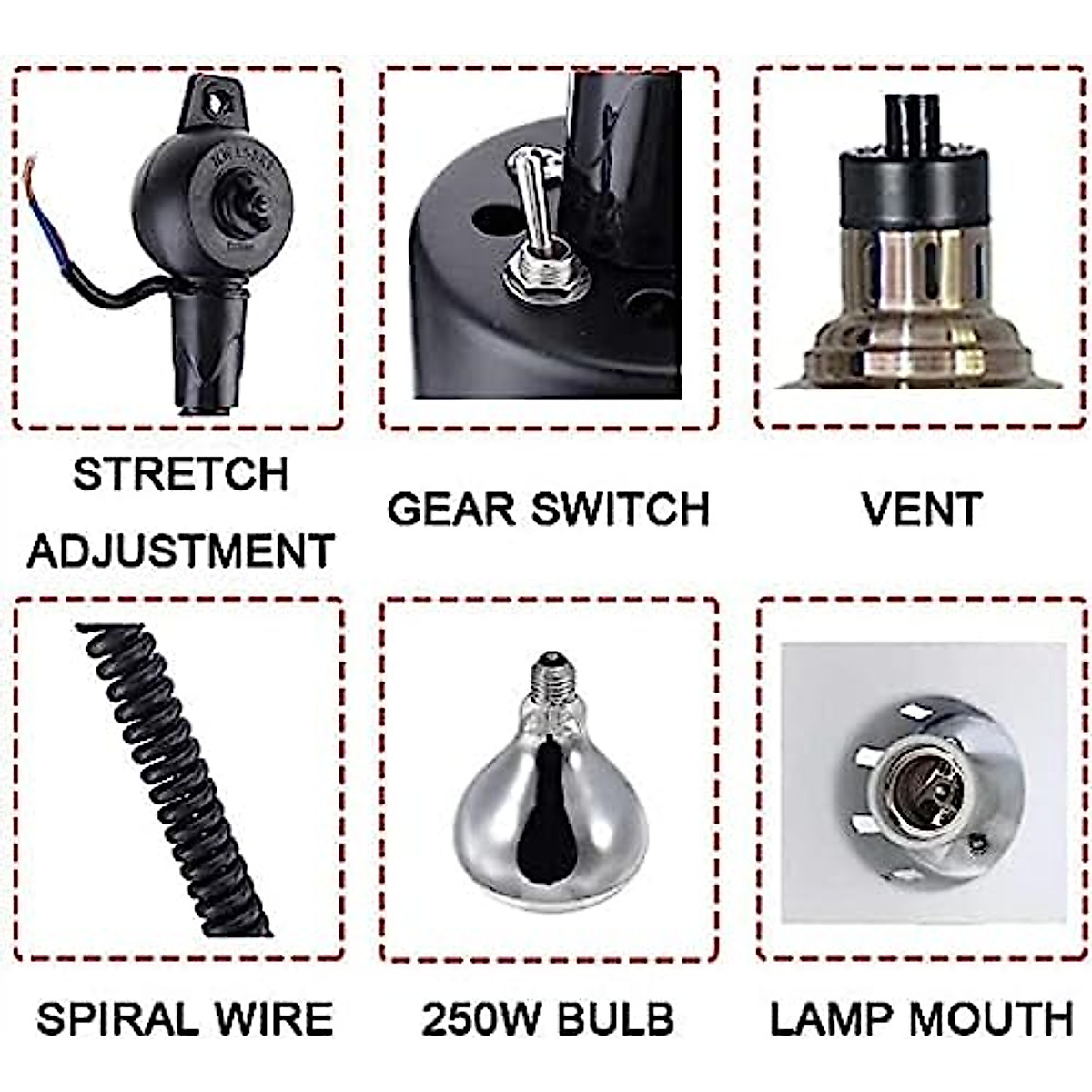 LINKANRUO Hanging Food Heat Lamp, Food Warmer Lamp Commercial, Telescopic Hanging Heating Lamp Tank Heating Lamps Commercial Heat Lamp for Serving Food Lamps(Silver)