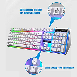 Arinda Wired Gaming Keyboard and Mouse Set Colorful LED Backlit USB Gaming Keyboard Mouse for Laptop PC Gamers