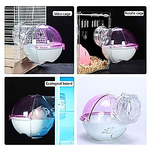 CHUQIANTONG Small Animal Bath House,Pet Toy Acrylic Hamster Bathroom Cage Toilet Bathtub Sand Bath Container Removable, Suitable for Chinchilla Syrian Hamster Gerbil (Pink)