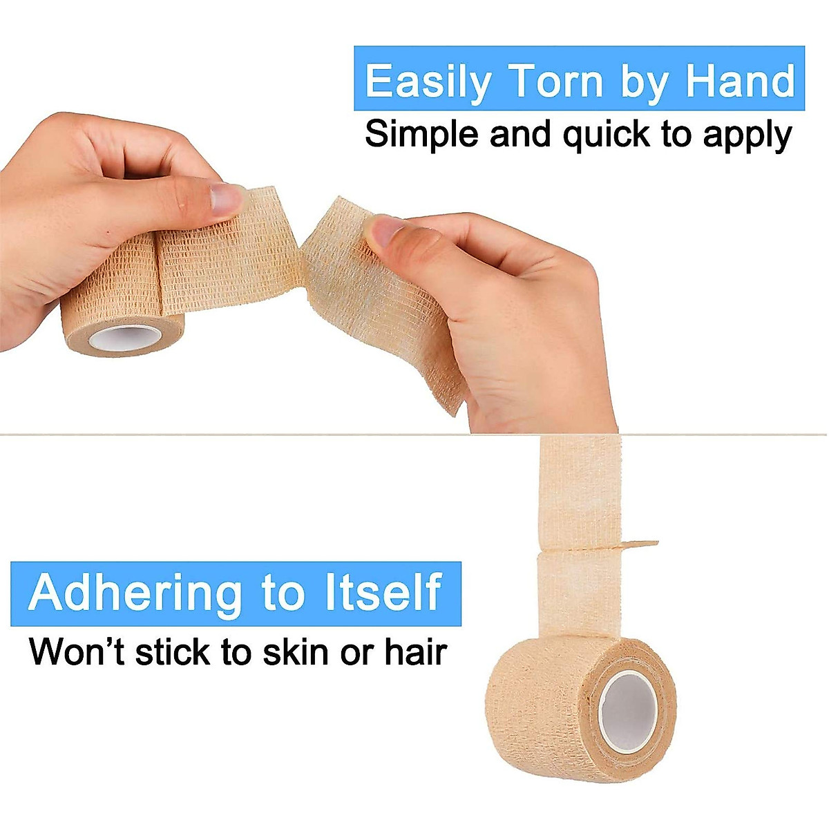 24 Packs Self Adherent Cohesive Wrap Bandages 2'' Wide, 5 Yards, First Aid Tape,Elastic Self Adhesive Tape,All Sports Athletic Tape, Non-Woven Bandage,Breathable Wound Tape,Skin Colour Athletic Tape