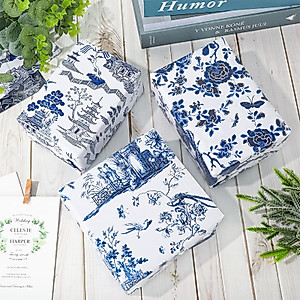 AnyDesign 12 Sheet Blue White Chinoiserie Pattern Wrapping Paper China Elements Gift Wrap Paper Bulk Oriental Art Paper for Birthday Daily Wedding Gift Packing Supplies, Folded Flat, 19.7 x 27.6 Inch