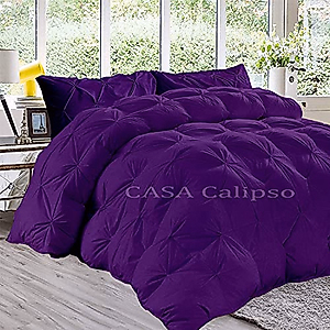 All Season Pinch Down-Alternative Oversize Pinch Plated Comforter Set 400 Thread Count 100% Egyptian Cotton,Purple Solid
