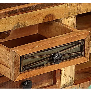 Rustic TV Stand Industrial Vintage Furniture Small Media Storage Cabinet Solid Wood Unit Antique Indian Sideboard Retro Side Low board 2 Drawers 1 Shelf Wooden Farmhouse Style Modern Large Living Room