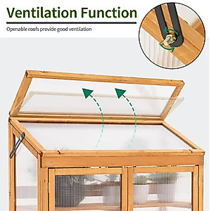 MCombo 2-Tier Wooden Cold Frame Garden Greenhouse Raised Flower Planter Shelf Bed Protection 6057-0160 (Orange)
