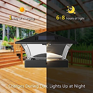 Davinci Lighting Classic Solar Outdoor Post Cap Lights - 4x4 5x5 6x6 - Bright LED Light for Fence Deck Garden or Patio Posts - Slate Black (1 Pack)