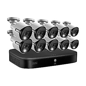 Lorex 4K Security Camera System, Ultra HD Indoor/Outdoor Wired Bullet Cameras with Smart Motion Detection Surveillance, Active Deterrence and Smart Home Compatibility, 2TB 16-Channel DVR, 10 Cameras