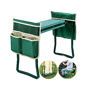 Garden Kneeler and Seat, Garden Stool, Gardening Bench with 2 Tool Pouches EVA Foam Pad for Kneeling and Sitting to Prevent Knee & Back Pain, Gardening Gift for Women, Grandparents, Seniors, Mom & Dad