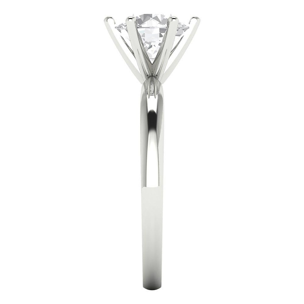 Clara Pucci 1.50 ct Round Cut Solitaire Genuine Moissanite Wedding Bridal Designer Anniversary Engagement Ring in 14k White Gold for Women