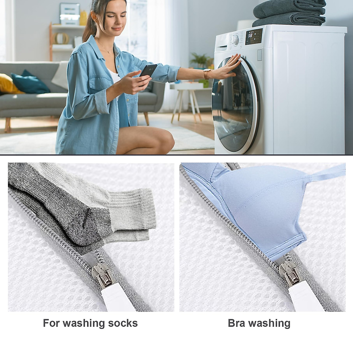 Bra Washing Machine Bag 6Pcs Small Mesh Laundry Bag with Zips Mini Lingerie Washing Bags for Underwear Sock Delicate