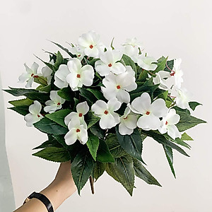 Lopkey Artificial Impatiens Bouquet Flower Patio Lawn Garden Wedding Photo Decor(2Pcs)