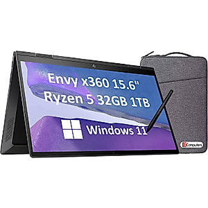 2022 HP Envy X360 15 15t 2-in-1 Touchscreen (Ryzen 5 5625U, 32GB RAM, 1TB SSD, Stylus) AMD 6-Core(Beat i7-1165G7) 15.6" FHD (1920x1080) Convertible Laptop, Backlit, Pen, Alexa, Windows 11 Home