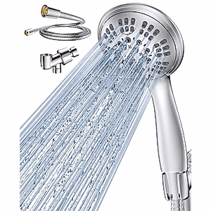High Pressure 6 Functions Shower Head with Handheld Eco-Performance Handheld Shower Head Removable Shower Head with 60-Inch Metal Hose Adjustable Shower Bracket Tool-less 1-Min Installation