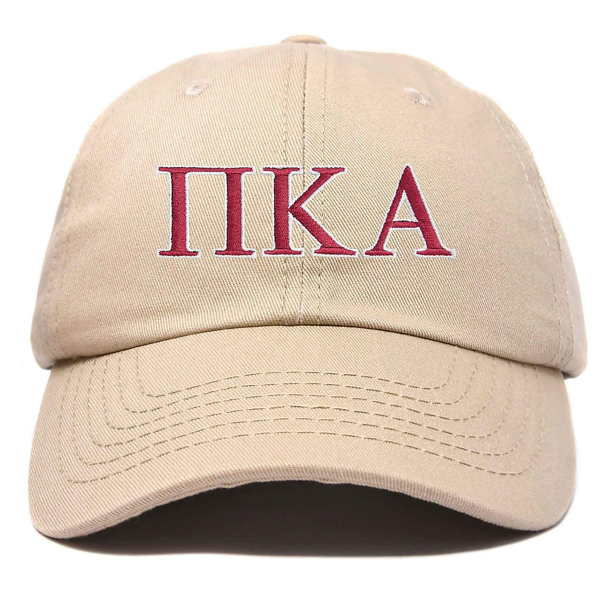 DALIX Pi Kappa Alpha Greek Letters Ball Cap Embroidered Hat in Khaki